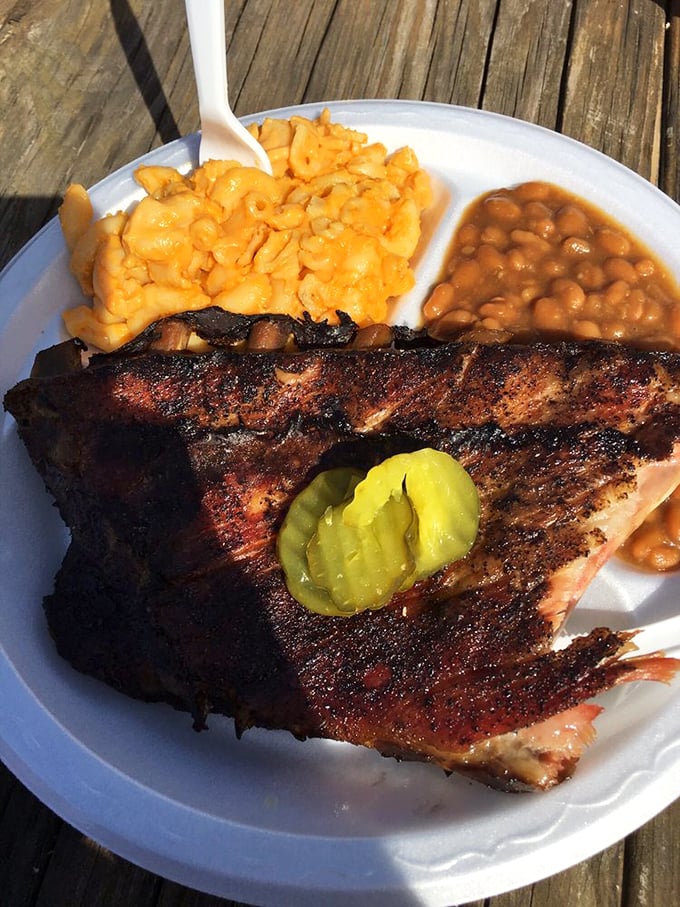 Rack 'em up and chow 'em down! This hefty helping of ribs, paired with creamy mac and cheese, is the ultimate comfort food duet.
