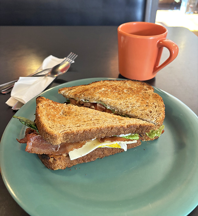 The sandwich that ate breakfast! This towering creation is like the Leaning Tower of Yum &ndash; structurally impressive and absolutely delicious.