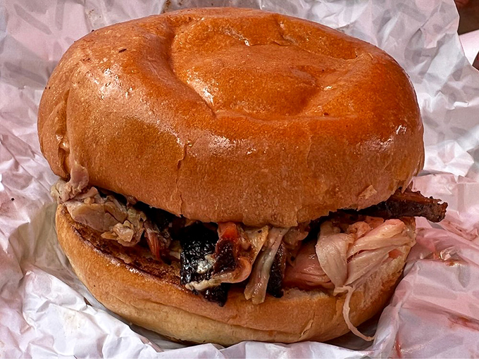 This sandwich isn't just a meal, it's a work of art. Van Gogh had his paintbrush, Heirloom Market has its smoker.