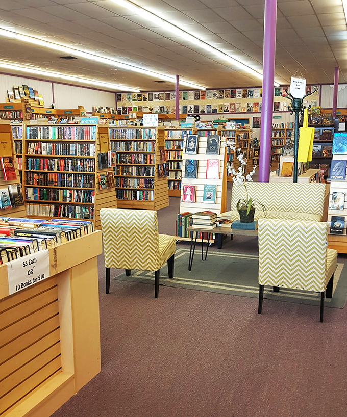 Cozy reading nooks invite you to sit a spell. It's like your living room, but with thousands more books and no TV to distract you.