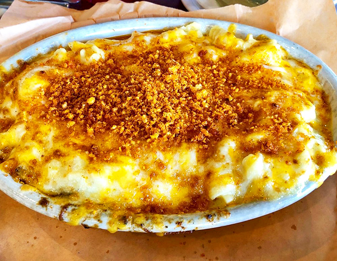 Mac and cheese that's more comforting than a hug from grandma. It's like a cheesy security blanket for your taste buds.