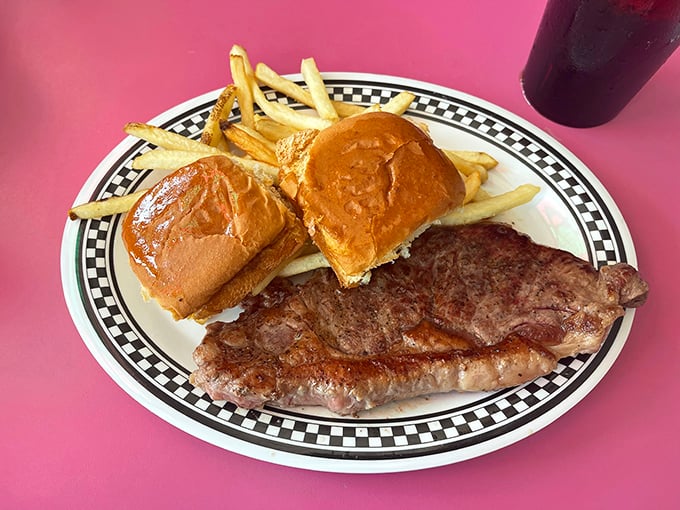 Who needs a steakhouse when you've got Angel's? This sizzling slab of beef comes with all the fixings, proving that sometimes the best things come in small (diner) packages.