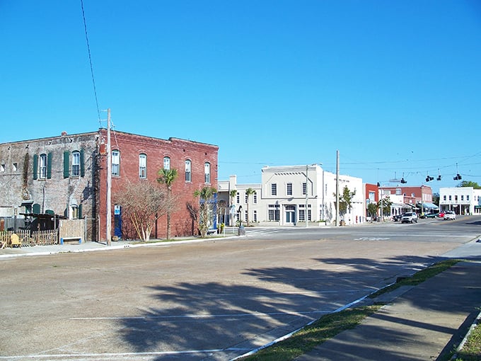 Apalachicola's main street: where every storefront tells a story and every awning offers shade for your impromptu ice cream break.