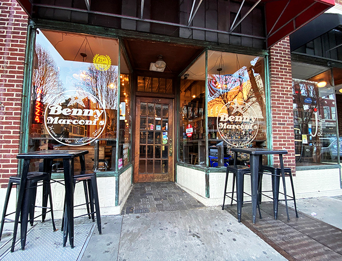 Benny Marconi's brick storefront in downtown Roanoke is like finding a pizza speakeasy&mdash;if speakeasies advertised with neon and served slices bigger than your face.