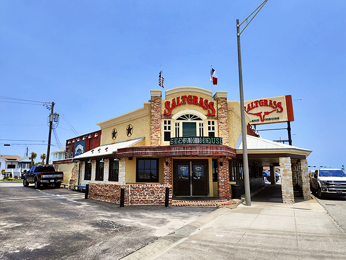 Saltgrass: Where the Gulf breeze meets grill smoke. Brace yourself for a flavor tsunami of epic proportions.
