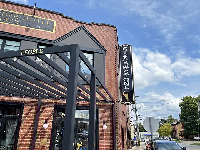 Steak & Stone: Where dinner becomes an adventure. This unassuming exterior hides a world of DIY grilling excitement inside!