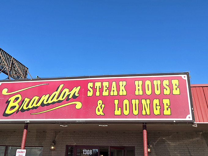 Bright lights, big flavors! Brandon Steakhouse's sign is a beacon for beef lovers far and wide.