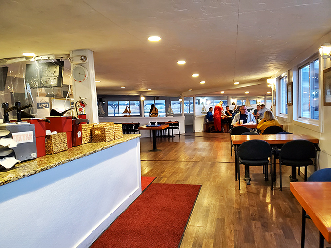 Inside Markey's: Where nautical meets gastronomical! It's like being on a cruise ship, minus the seasickness and plus all the seafood.