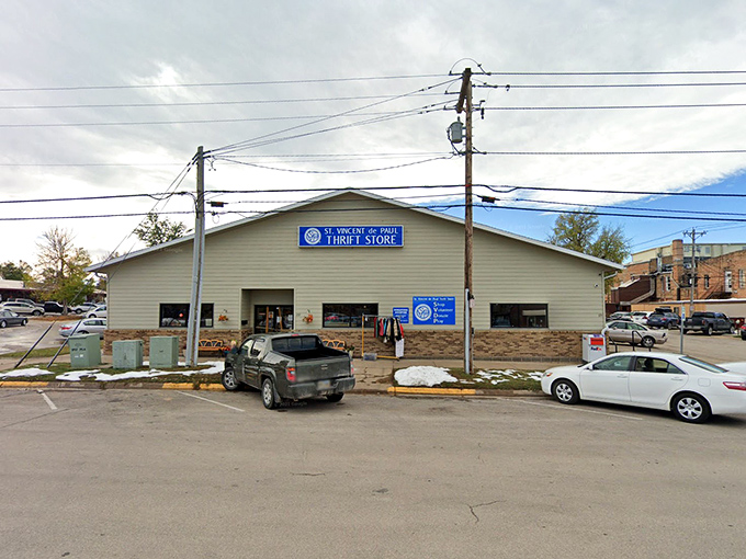 Snow day? No way! St. Vincent de Paul's cozy exterior promises warm deals inside. Time to thaw out your wallet!