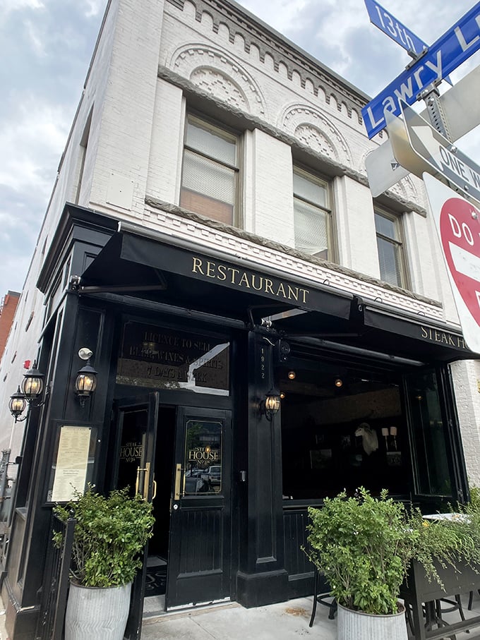 Gold lettering on black &ndash; it's not just a steakhouse, it's a statement. And that statement is "Yum!"