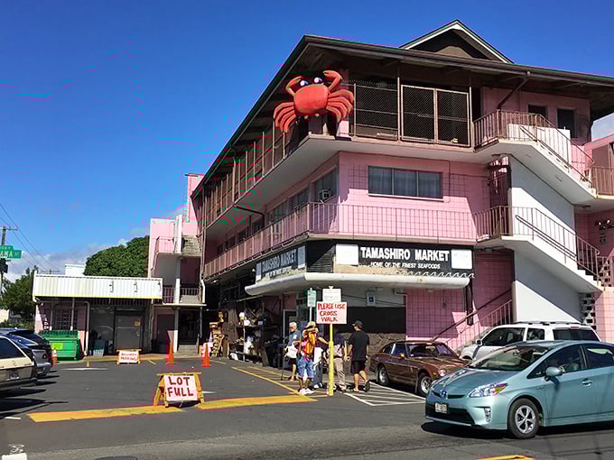 A feast for the eyes and the taste buds! Tamashiro Market's poke selection is so vast, you might need a map to navigate it.