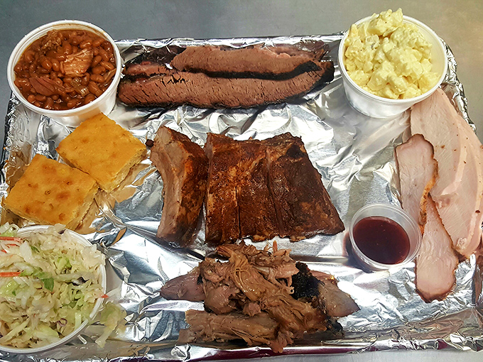 The BBQ motherload: A platter so packed with smoky goodness, it's like Thanksgiving came early – and got a lot more delicious.