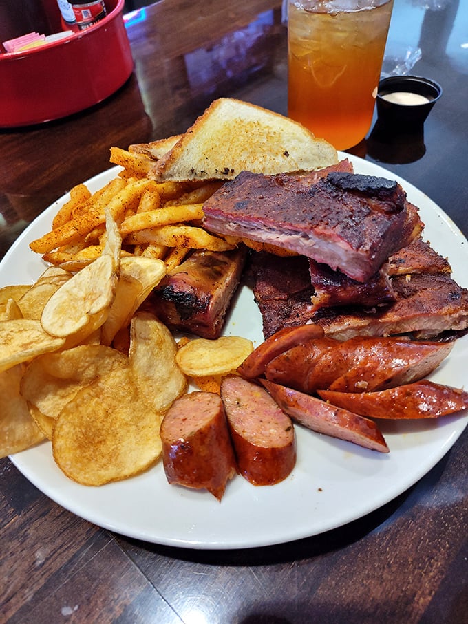The BBQ lover's dilemma: What to try first? This platter is a meaty masterpiece that'll have you playing flavor roulette.