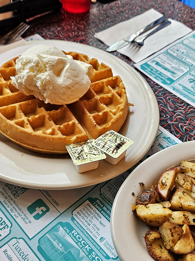 This waffle's so good, it might make you forget about maple syrup. (But don't worry, there's plenty of that too!)