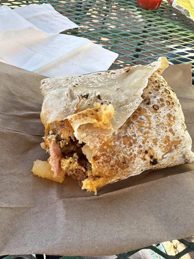 Size matters! This burrito is so big, it might need its own zip code. Breakfast of champions? More like breakfast, lunch, and dinner!