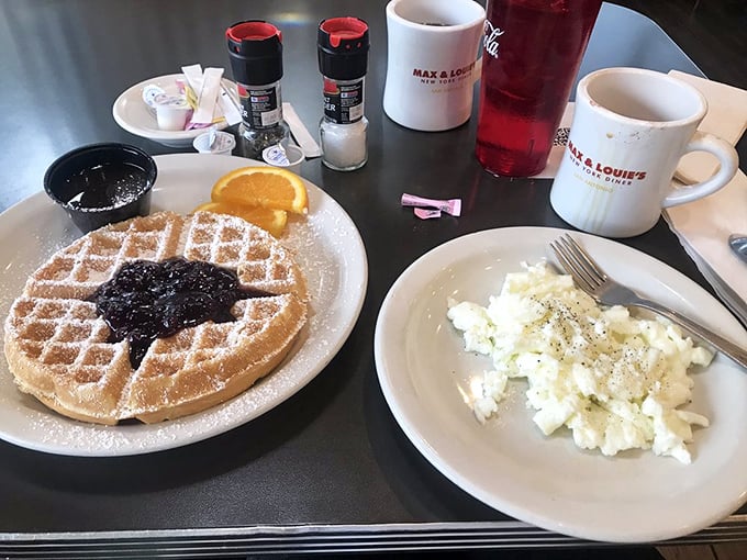 A breakfast of champions: blueberry waffle meets egg whites. It's the Rocky Balboa of morning meals &ndash; lean, mean, and undefeated.