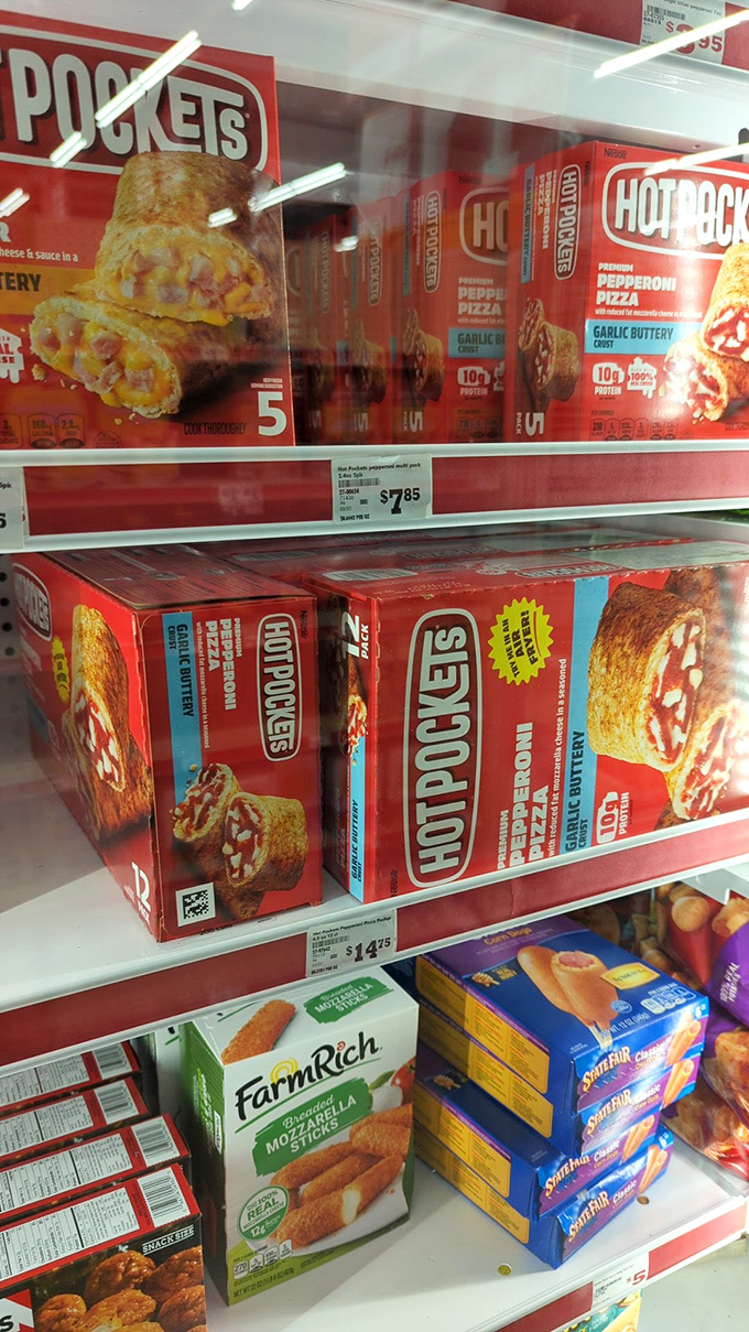 Hot Pockets: the bachelor's gourmet dinner. At these prices, you can stock up enough to survive both winter and bad cooking skills.
