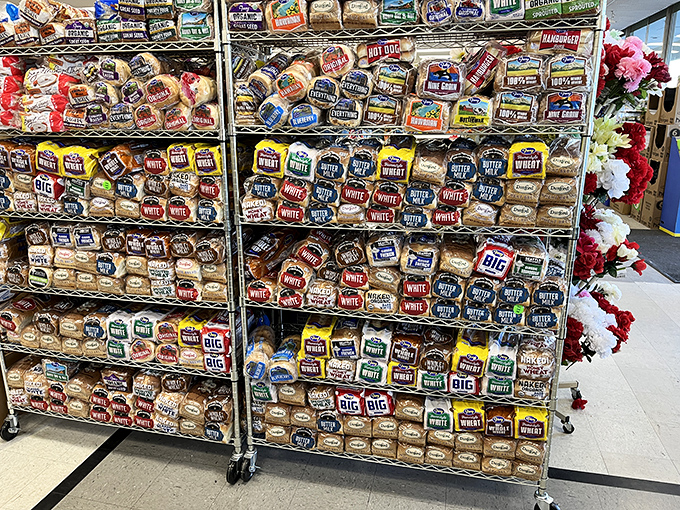 Carb heaven without the premium price tag—this bread display could feed a Utah family reunion with change to spare.