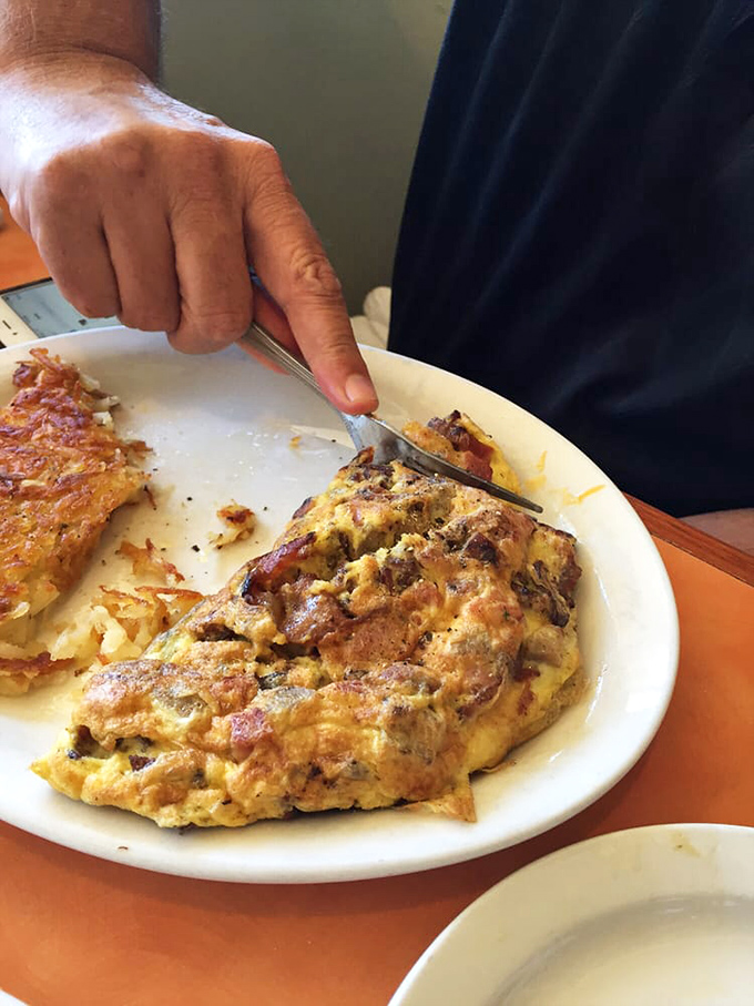 The carnitas omelet: where "pig out" becomes a breakfast imperative. It's like a fiesta wrapped in eggs!