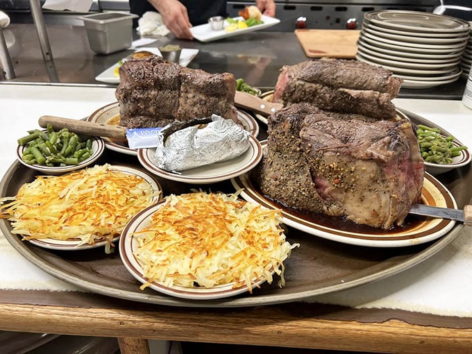 When the server brings this tray, time stops. Three glorious prime rib cuts that make vegetarians question their life choices.