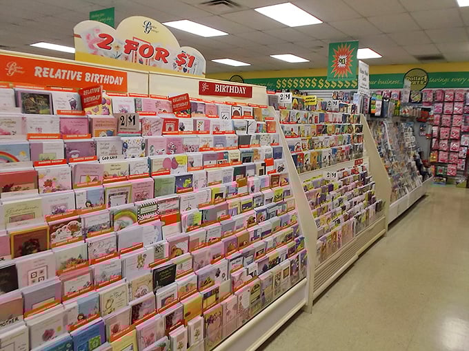The greeting card section that saved countless last-minute gift-givers. Two for $1? Hallmark executives are quaking in their boots.