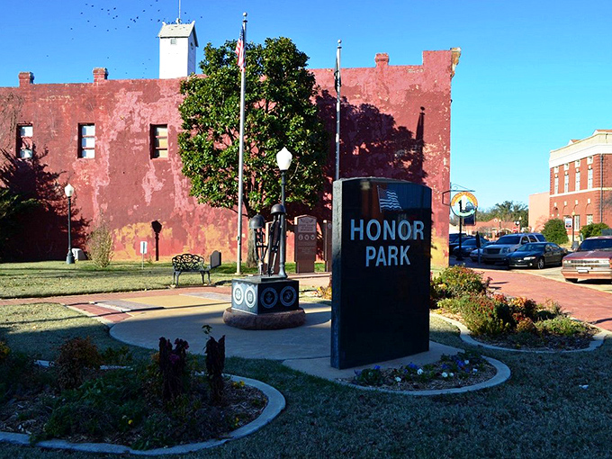 "Honor Park: Where Memories Stand Tall" A touching tribute to those who served, this park offers a moment of reflection amidst the bustling town.