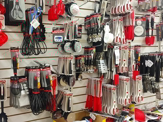 Whisk me away to kitchen utopia! This wall of gadgets is like the Swiss Army knife of cooking sections.