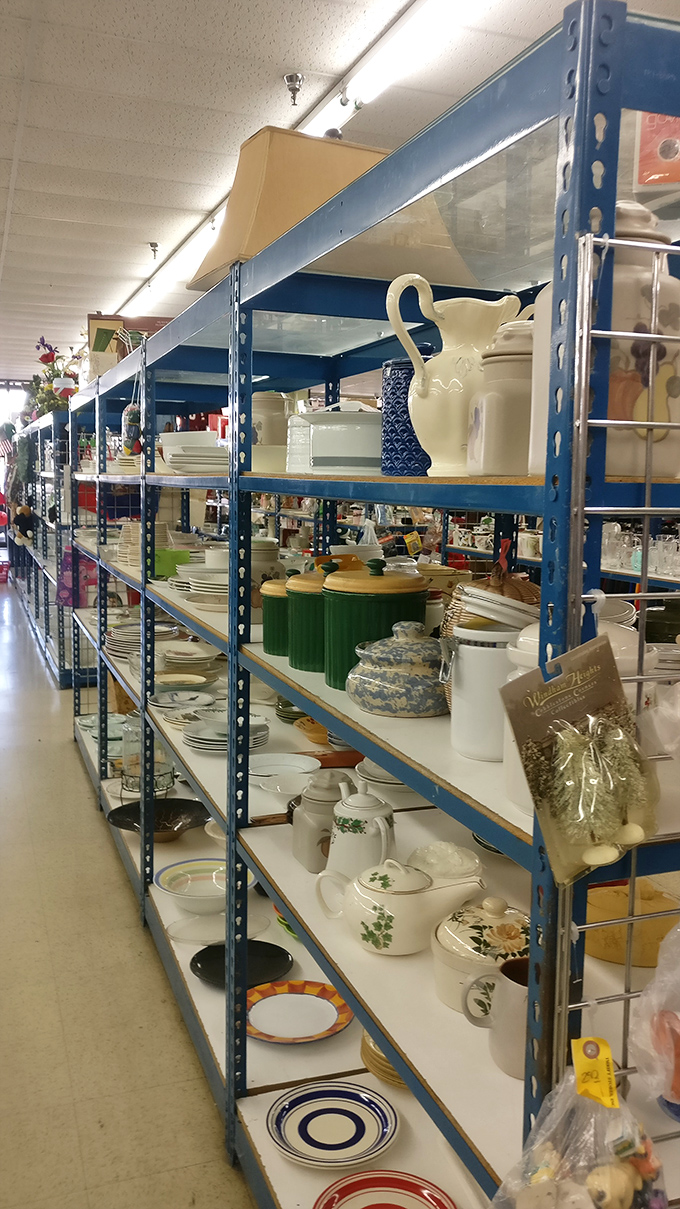 Mismatched plates and forgotten fondue sets await their culinary comeback. Julia Child would have a field day in this kitchen wonderland!