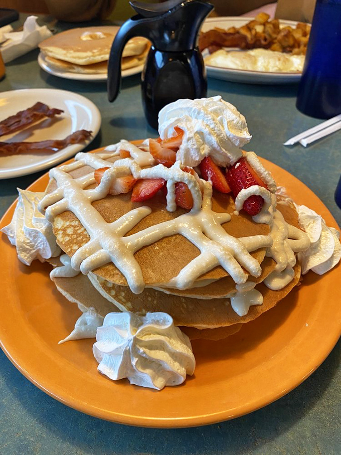 New York, meet Traverse City! This NY Cheesecake flapjack is the breakfast equivalent of a power suit &ndash; stylish, bold, and ready to impress.