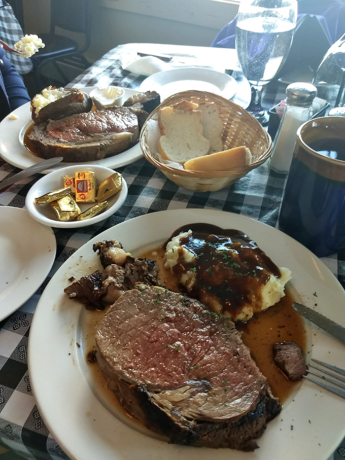 Who needs a therapist when you've got prime rib and mashed potatoes? This plate is comfort food at its finest.