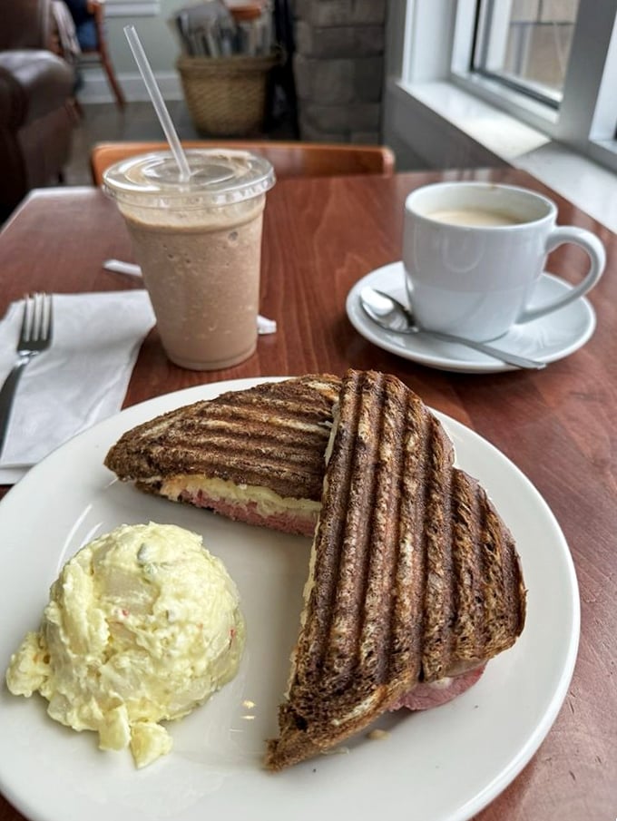 The Reuben meets its match with the Jolly Mon frozen coffee. It's a pairing so perfect, it'll make you wonder why you ever settled for a plain ol' sandwich and soda.