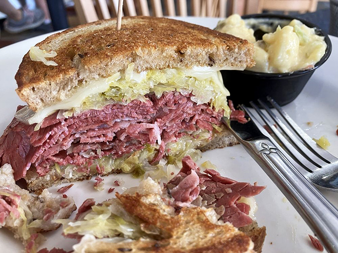 The dynamic duo: A classic Reuben meets its soulmate in a creamy scoop of potato salad.