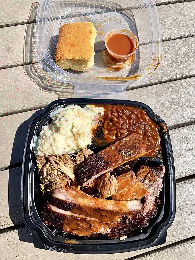 A BBQ rainbow on a plate! From smoky ribs to creamy mac and cheese, this spread hits all the right notes.