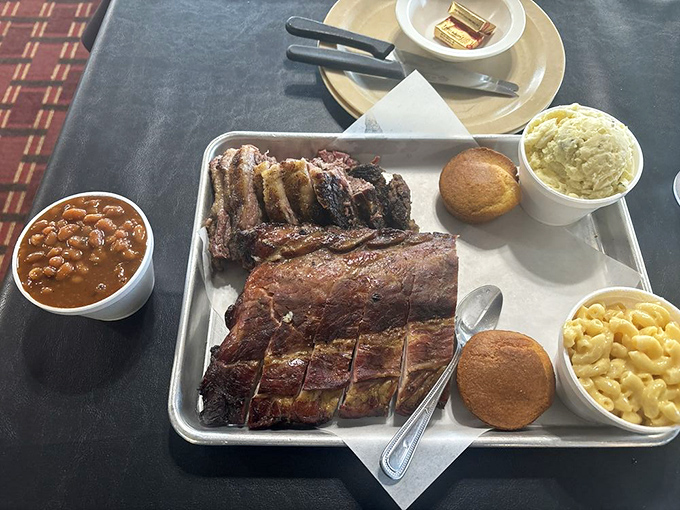The meat trifecta! This platter is like The Avengers of BBQ - individually awesome, unstoppable together.