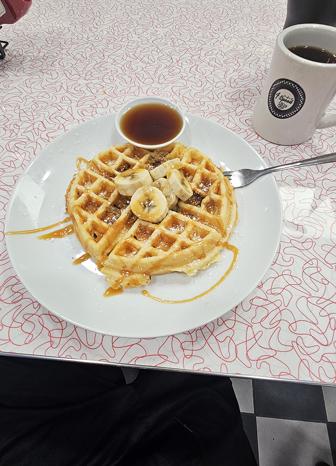 Coffee and waffles: the dynamic duo of mornings. It's like Batman and Robin, but tastier and less spandex.