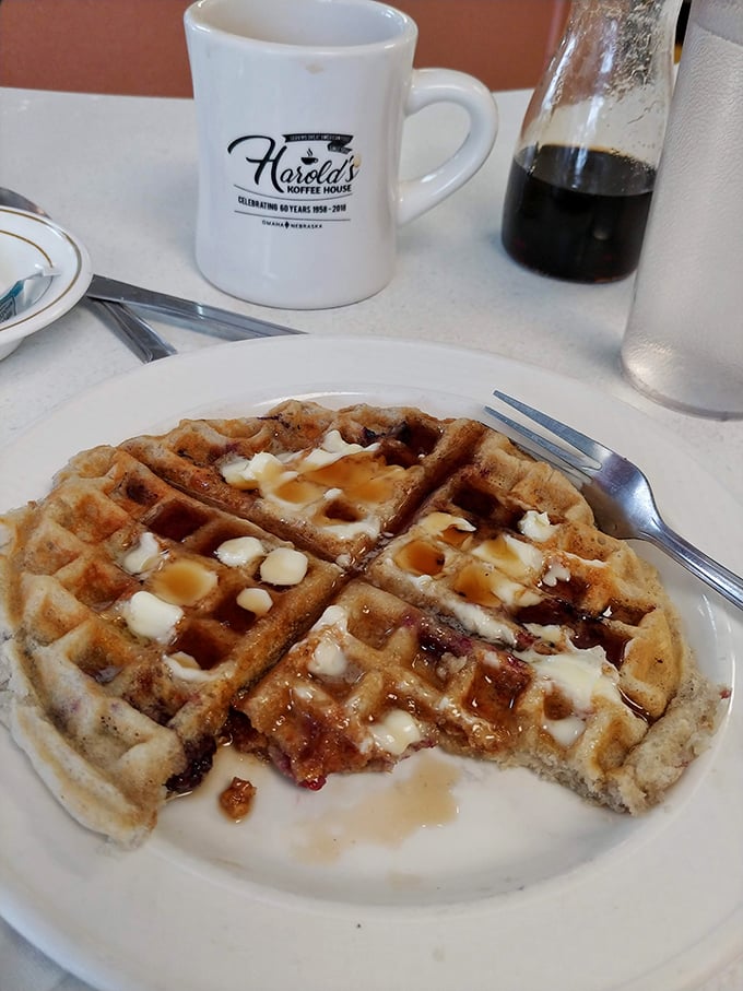 Liquid gold meets waffle wonder. It's not just breakfast; it's a religious experience for your taste buds.