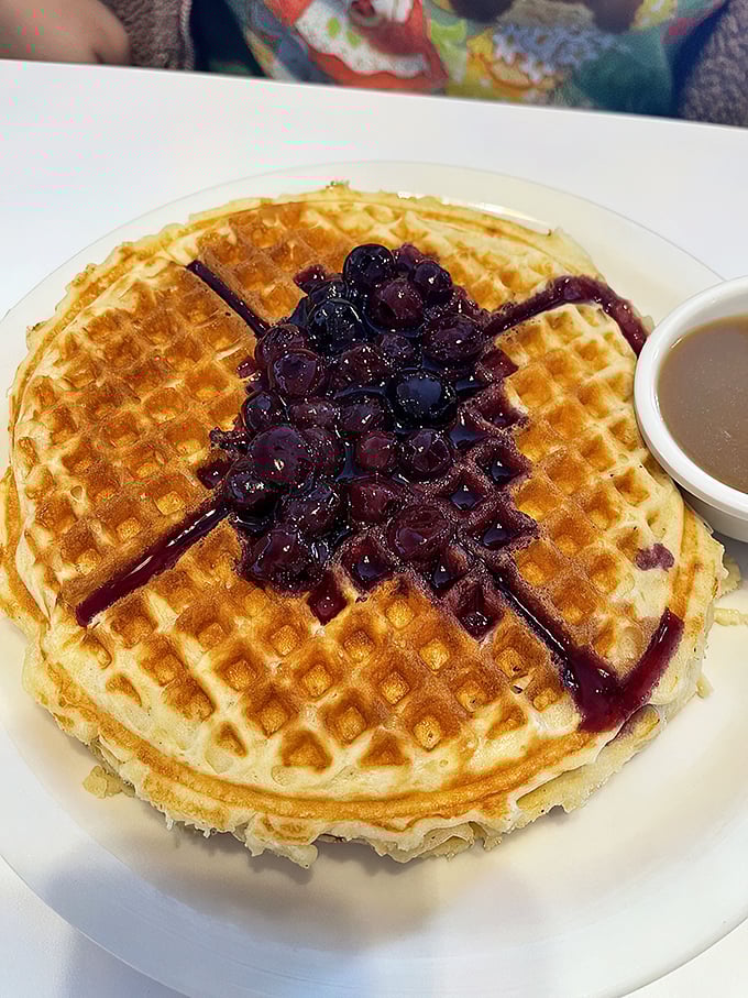 Berry nice to meet you! This waffle's fruity topping is nature's way of saying, "Hey, you deserve something sweet today!"