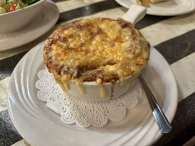 Caramelized onions, melty cheese, crusty bread – this soup is like a warm sweater for your taste buds.