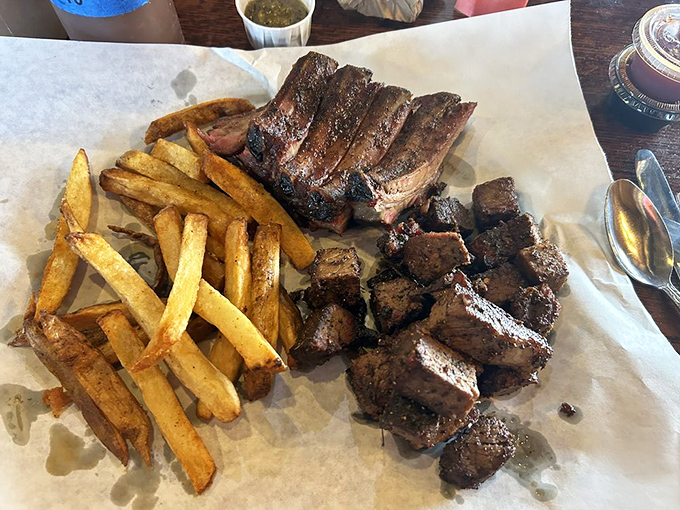 Ribs and fries: the dynamic duo of the barbecue world. Batman and Robin wish they were this iconic!