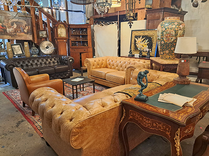 Straight out of a Jane Austen novel, this antique settee whispers tales of secret rendezvous and scandalous gossip from centuries past.