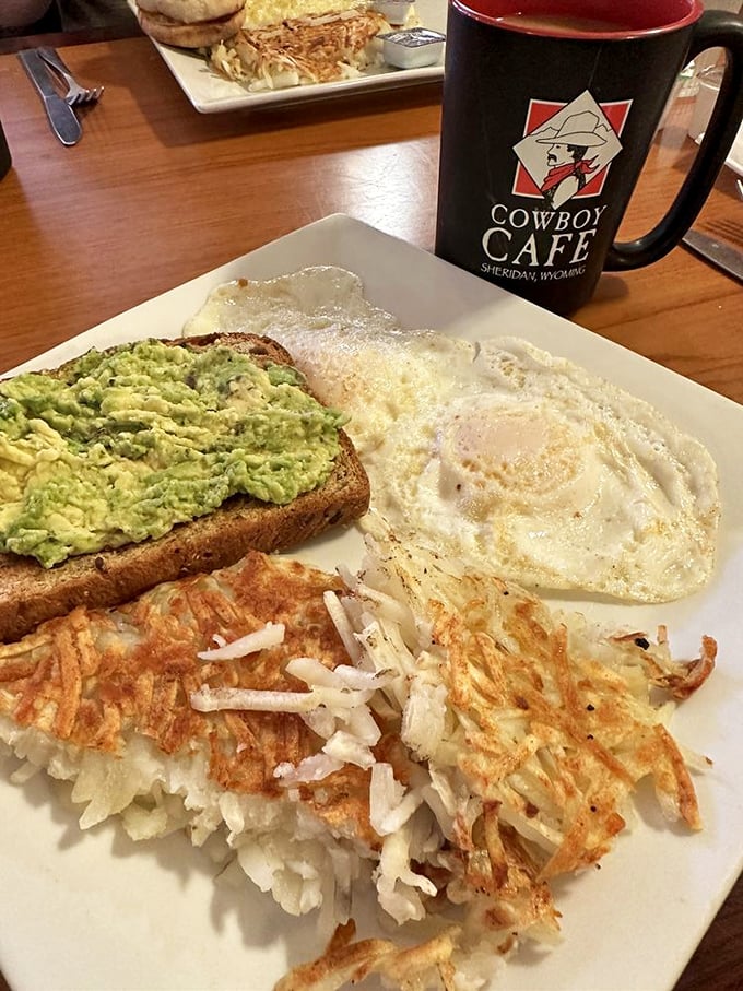 Avocado toast gets a cowboy makeover! Paired with eggs and hash browns, it's a breakfast that'll keep you in the saddle all day.