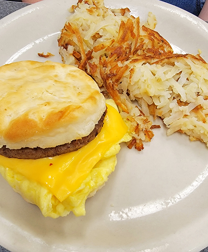 Sandwich goals, anyone? This breakfast behemoth is what happens when your taste buds throw a party and invite all their favorite flavors.