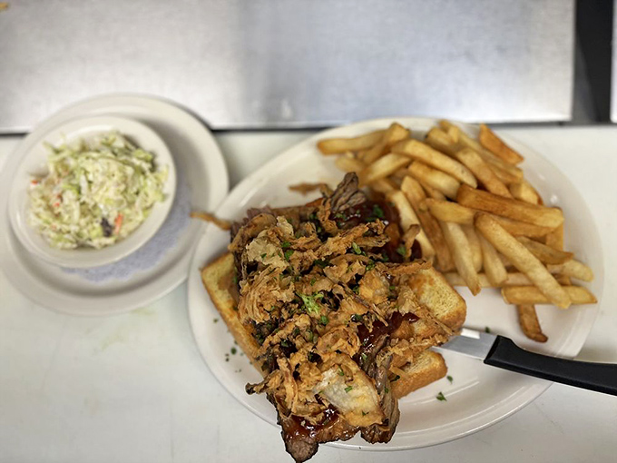 This isn't just a sandwich; it's a meaty masterpiece. Brisket so tender, it practically melts on your fork.