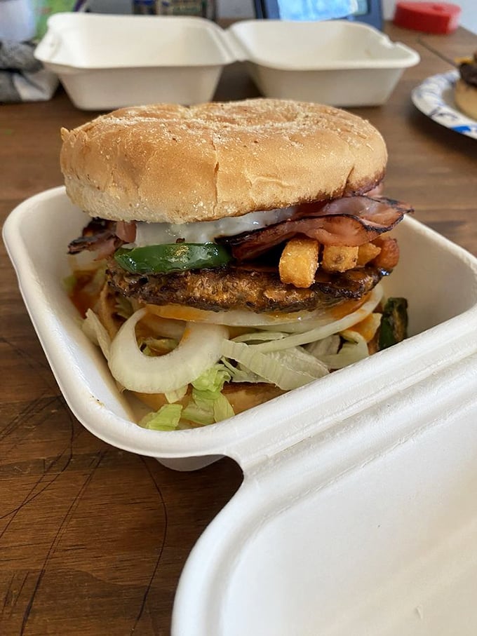 Blue cheese lovers, rejoice! This Cajun Bleu Burger is like a spicy tango for your tongue. It's got more kick than a Rockettes' rehearsal!