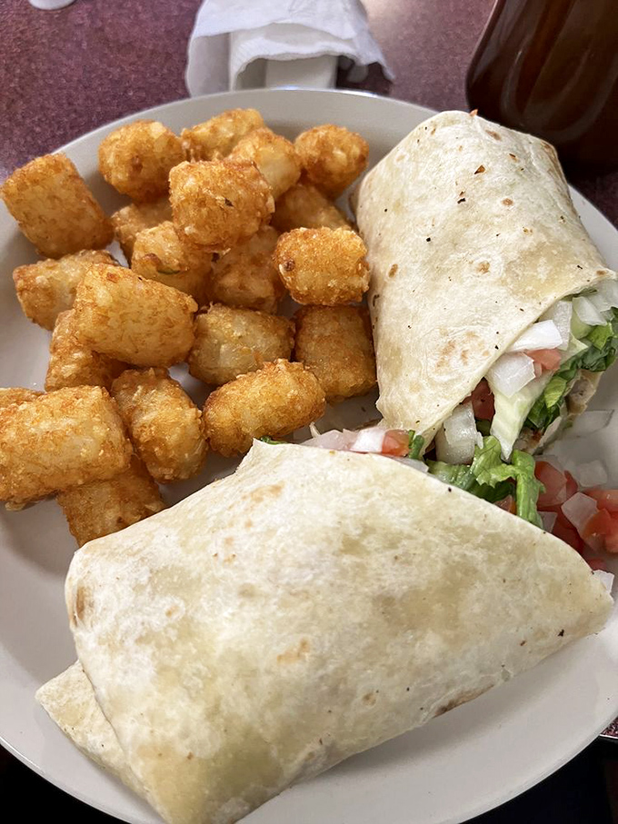 Wrap attack! This tortilla torpedo is locked and loaded with enough fillings to satisfy even the hungriest of road-trippers.