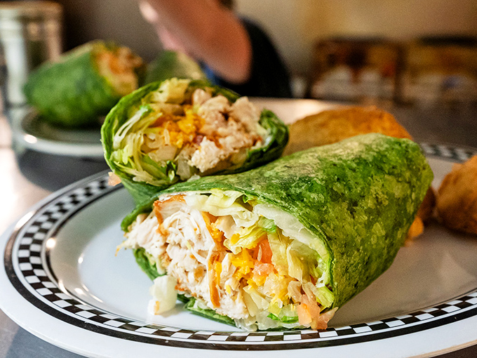 Who says healthy can't be delicious? This chicken wrap is like a burst of fresh flavors wrapped up in a tidy, green package. Eat your heart out, salad!