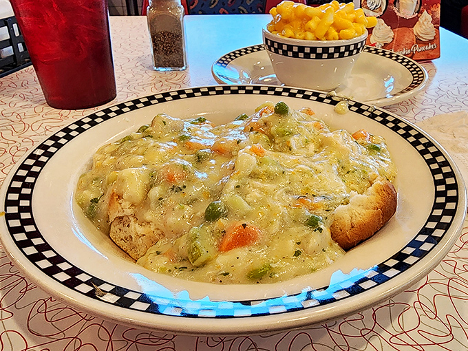 Chicken and biscuits: The dynamic duo of comfort food. It's like a warm hug for your taste buds.