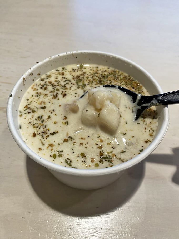 A bowl of comfort that would make even a mermaid jealous. This clam chowder looks thick enough to use as mortar!