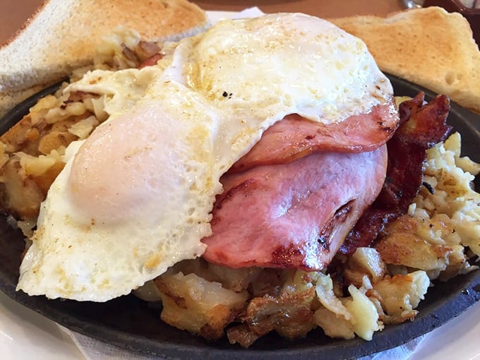 The aptly named "Destroyer" skillet doesn't just satisfy hunger&mdash;it obliterates it with a mountain of potatoes, eggs, meat, and morning glory.