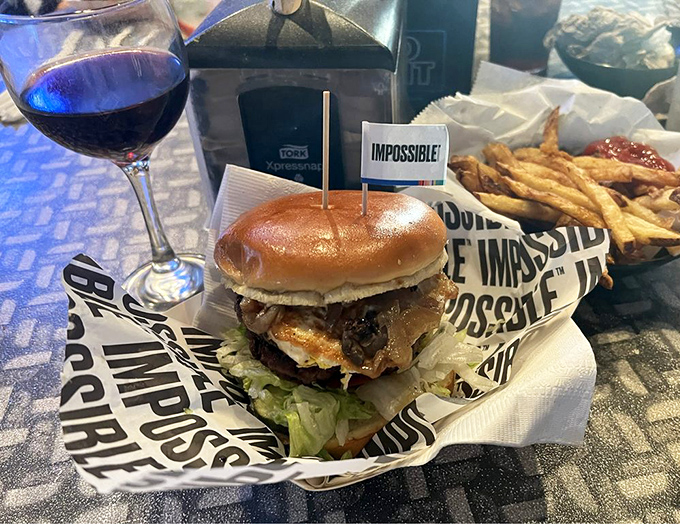 Who says you can't have your burger and eat it too? This Impossible creation proves that plant-based can be just as indulgent as its meaty counterparts.